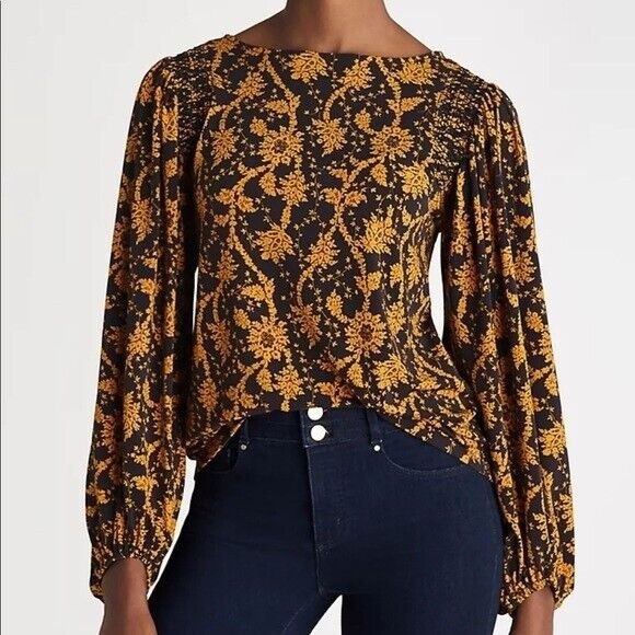 Ann Taylor | Tops | Ann Taylor Floral Long Sleeve Blouse Smocked Top ...